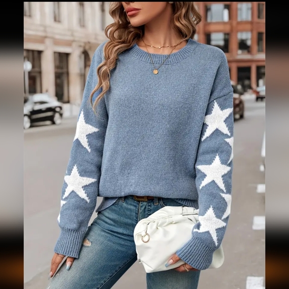 Sweaters | Womens Star Crew Neck Pullover Sweater | Poshmark